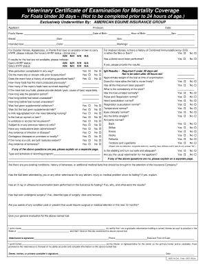 Fillable Online Exclusively Underwritten By AMERICAN EQUINE INSURANCE ...