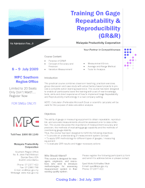 Fillable Online Training On Gage Repeatability amp Reproducibility ...