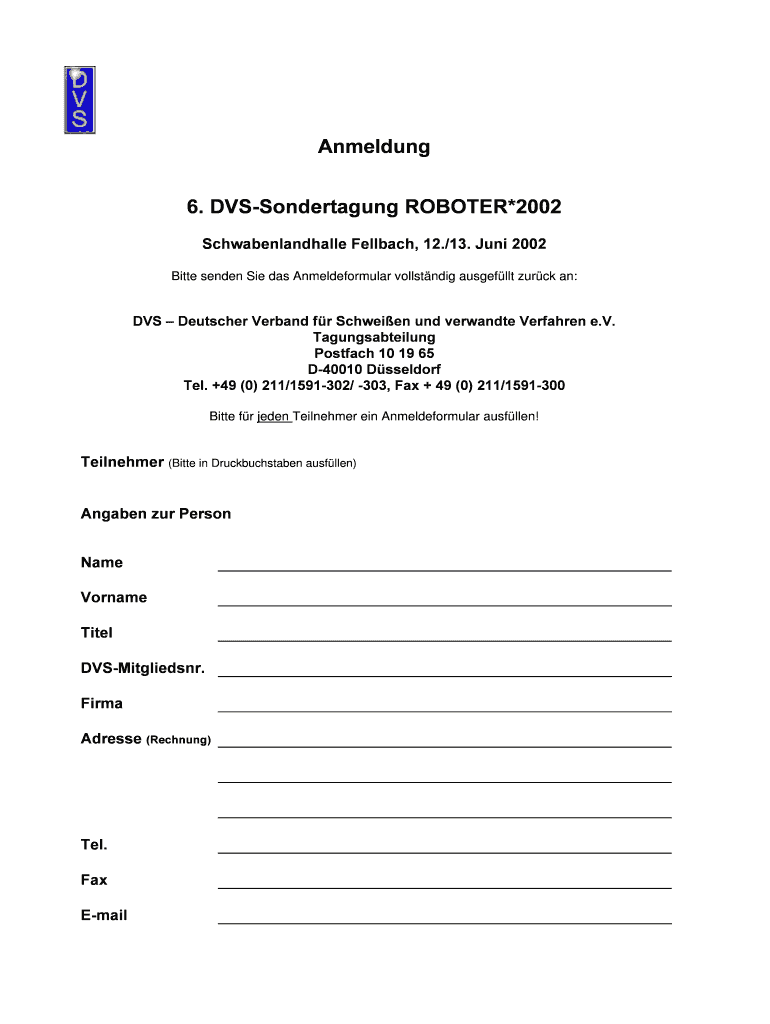Ausfüllbar Online Bitte senden Sie das Anmeldeformular vollstndig ...
