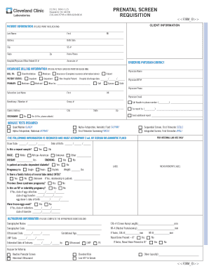 Fillable Online PRENATAL SCREEN REQUISITION - clevelandcliniclabscom ...