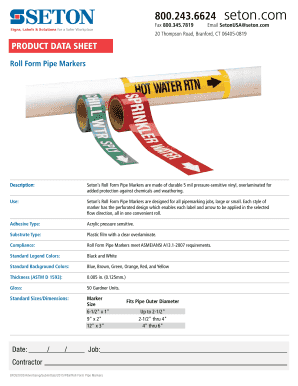 Fillable Online Seton Roll Form Pipe Markers Setons Roll Form Pipe ...