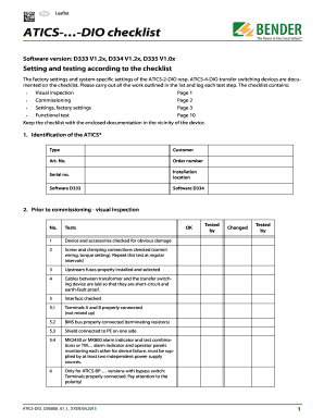Fillable Online EN ATICS--DIO checklist - bender-decom Fax Email Print - pdfFiller