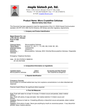 Fillable Online Material Safety Data Sheet - Maple Biotech Pvt Ltd Fax ...