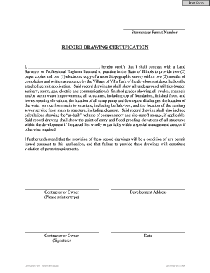 Fillable Online Certification Form - Record Drawing Fax Email Print ...