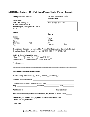Fillable Online MSO Distributing DriPak Soap Flakes Order Form Canada ...