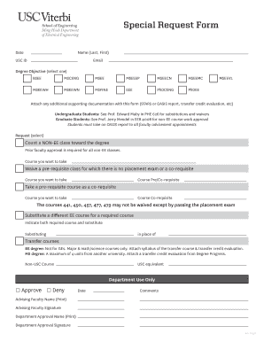 Fillable Online ee usc Special Request Form - eeuscedu - ee usc Fax ...