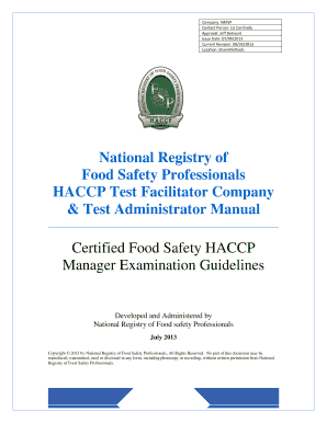 Fillable Online National Registry of Food Safety Professionals HACCP ...
