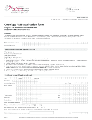 Fillable Online Oncology PMB application form - bnasmedcomb Fax Email ...