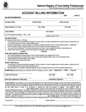Fillable Online ACCOUNT BILLING INFORMATION Fax Email Print - pdfFiller
