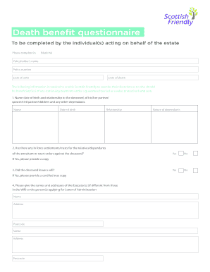 Fillable Online Death-benefit-questionnaire-form FRONT Fax Email Print ...