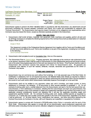 Fillable Online WORK ORDER - LeChase Construction Fax Email Print ...