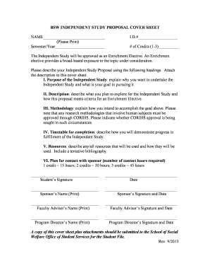 Fillable Online socialwelfare stonybrookmedicine BSW Independent Study ...