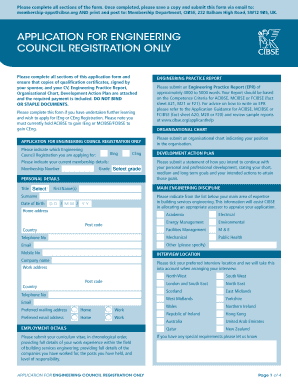 Fillable Online cibse APPLICATION FOR ENGINEERING COUNCIL REGISTRATION ...