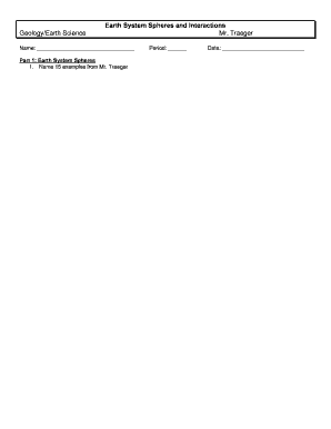 Fillable Online Earth System Spheres and Interactions GeologyEarth Fax Email Print - pdfFiller
