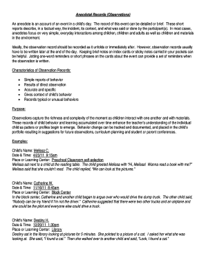 Fillable Online Anecdotal Records (Observations) Fax Email Print ...