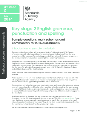 Fillable Online Key stage 2 English grammar punctuation and spelling ...
