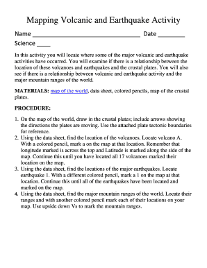 Fillable Online mansfieldct Mapping Volcanic and Earthquake Activity ...
