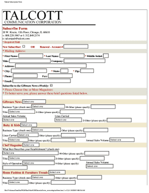 Fillable Online Talcott Subscription Form - Baby amp Kids Magazine Fax ...