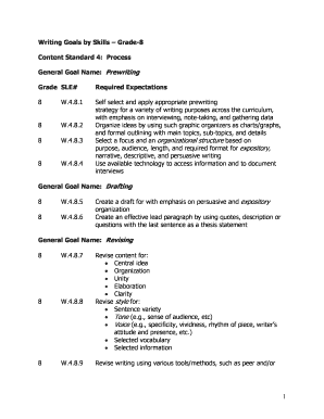 Fillable Online Writing Goals by Skills Grade-8 Fax Email Print - pdfFiller