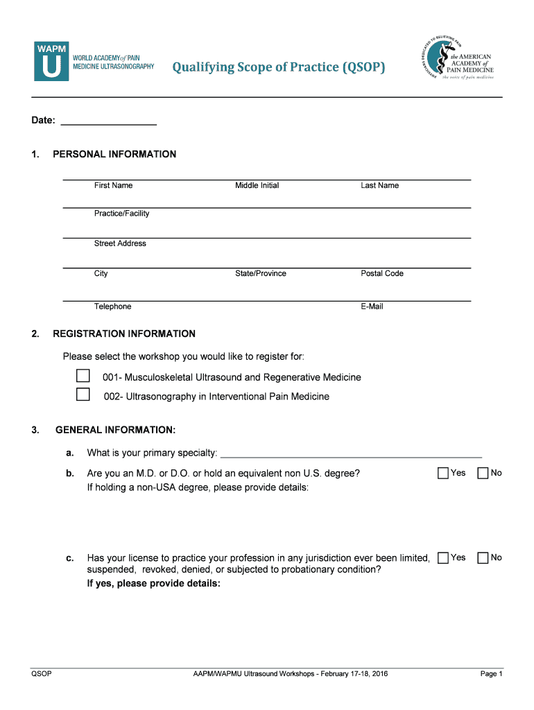 Fillable Online painmed Qualifying Scope of Practice QSOP Fax Email ...
