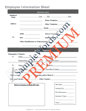 Fillable Online Employee Data Sheet - samplewordscom Fax Email Print ...