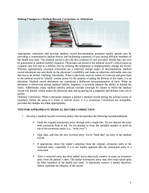 Fillable Online Making Changes to a Medical Record: Corrections vs Fax ...