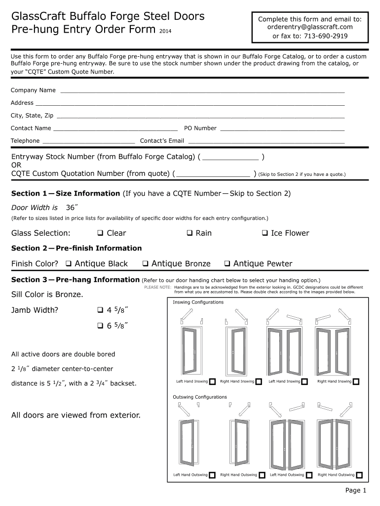 Fillable Online GlassCraft Buffalo Forge Steel Doors Complete this form ...