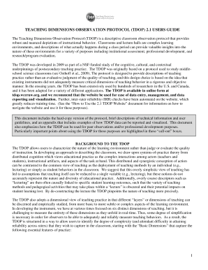 Fillable Online tdop wceruw TEACHING DIMENSIONS OBSERVATION PROTOCOL ...