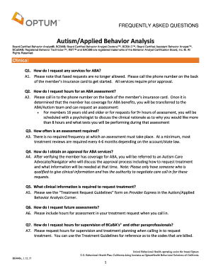 Fillable Online Autism/Applied Behavior Analysis Fax Email Print ...