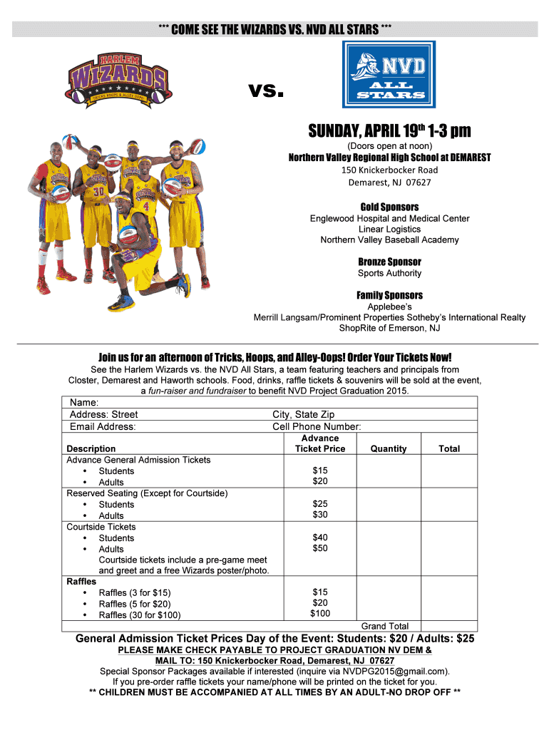 Fillable Online closterpto COME SEE THE WIZARDS VS NVD ALL STARS - The ...