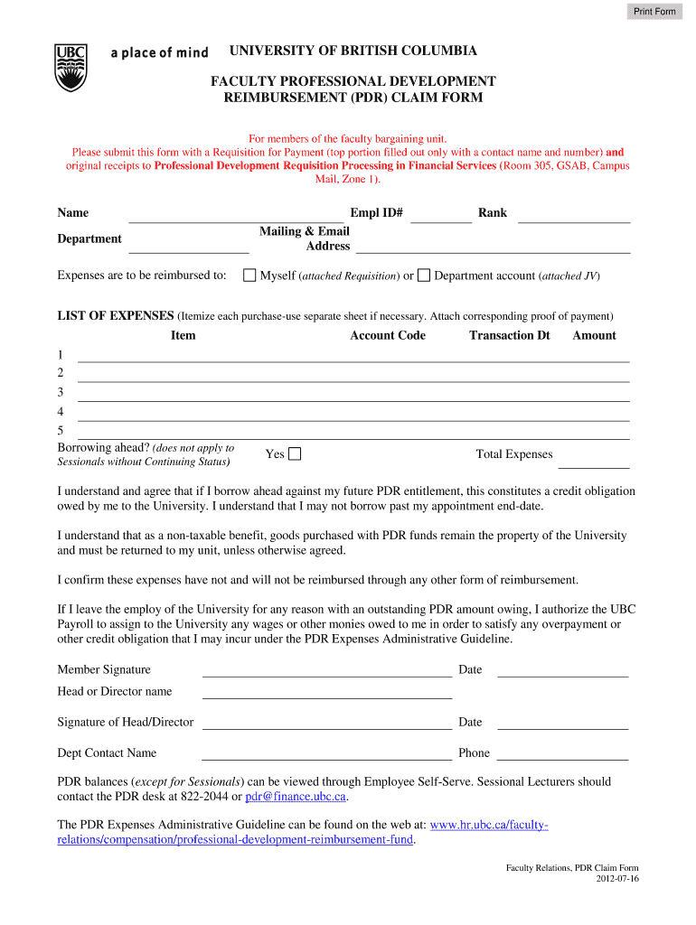 Fillable Online botany ubc UNIVERSITY OF BRITISH COLUMBIA FACULTY ...