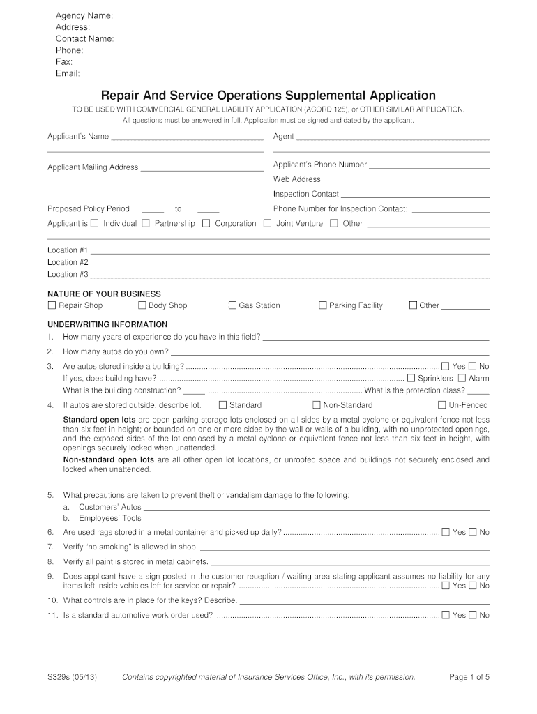 Fillable Online TO BE USED WITH COMMERCIAL GENERAL LIABILITY ...