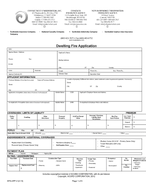 Fillable Online Dwelling Fire Application - bctunderwriterscomb Fax ...