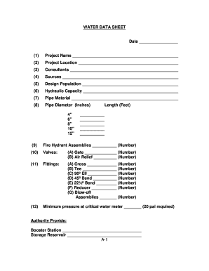 Fillable Online serviceauthority WATER DATA SHEET Date - Albemarle ...