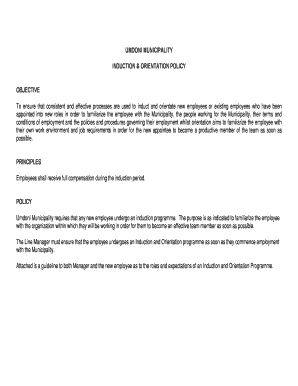 Fillable Online APPROVED- INDUCTION POLICY - UMdoni Municipality Fax ...