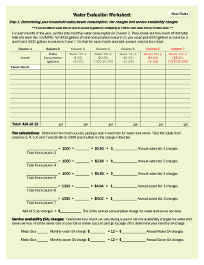 Fillable Online Water Evaluation Worksheet - JEA Fax Email Print ...
