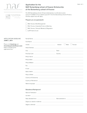 Fillable Online thenaf Application for the NAF Duisenberg school of ...