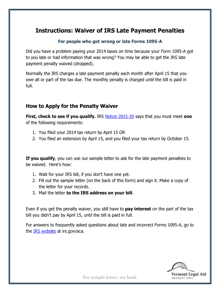 Fillable Online vtlawhelp For people who got wrong or late Forms 1095A ...