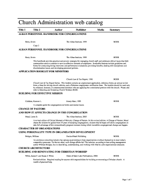 Fillable Online Church Administration web catalog Fax Email Print ...