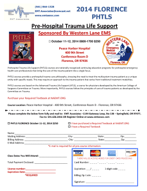 Fillable Online Pre-Hospital Trauma Life Support - EMT Associates Fax ...