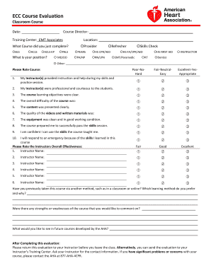 Fillable Online ECC Course Evaluation - bemtassoccomb Fax Email Print ...