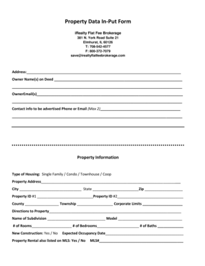Fillable Online Property Data In-Put Form - Ultra Agent Fax Email Print ...