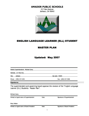 Fillable Online amadorcoe ENGLISH LANGUAGE LEARNER ELL STUDENT MASTER ...
