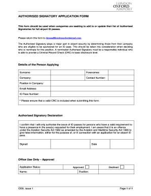 Fillable Online AUTHORISED SIGNATORY APPLICATION FORM Fax Email Print ...