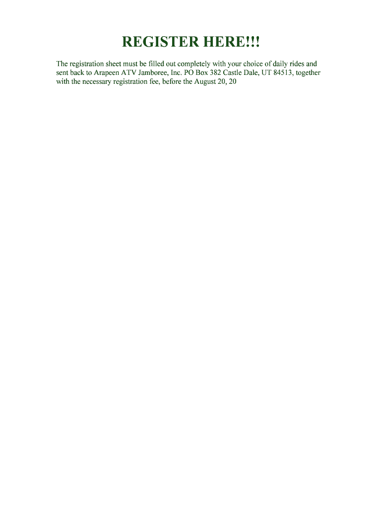Fillable Online REGISTER HERE - ATVUtah Fax Email Print - pdfFiller