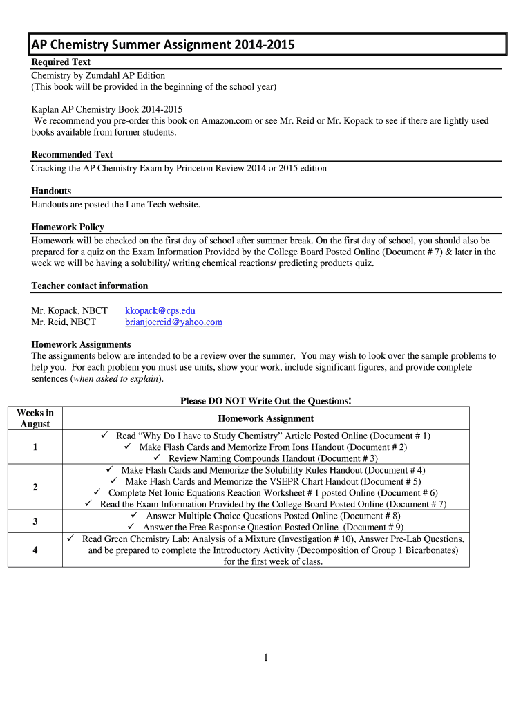 Fillable Online Chemistry by Zumdahl AP Edition Fax Email Print - pdfFiller