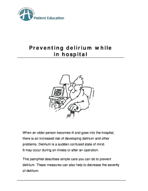 Fillable Online Delirium Preventing delirium while in the hospital Fax ...