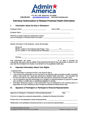 Fillable Online Individual Authorization to Release Protected Fax Email ...