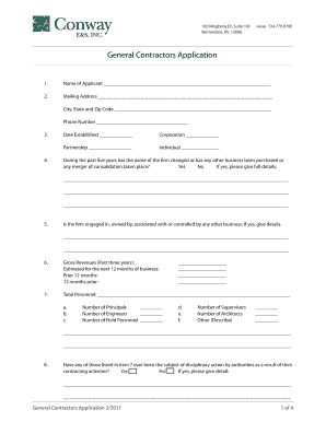 Fillable Online General Contractors Application - bconwayescomb Fax ...