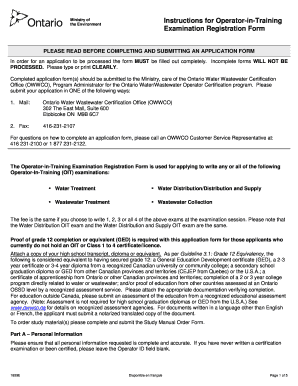 Fillable Online Operator-in-Training Examination Registration Form ...